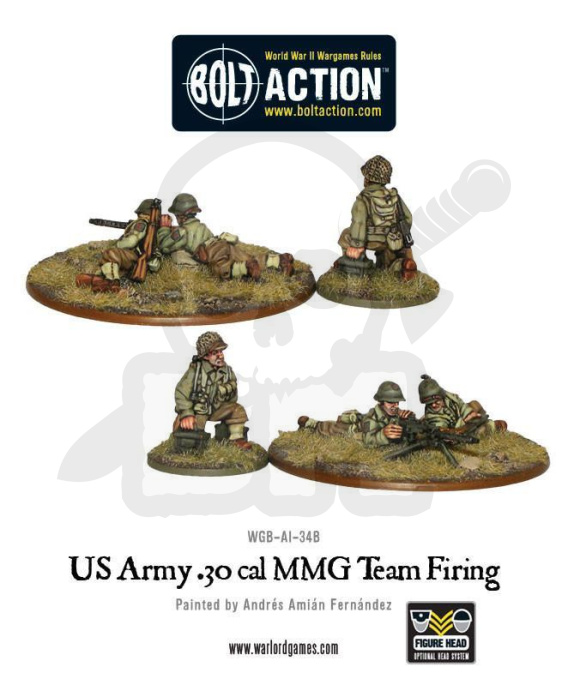 Battle-Models > US Army US Army 30 Cal MMG team firing - 4 szt.
